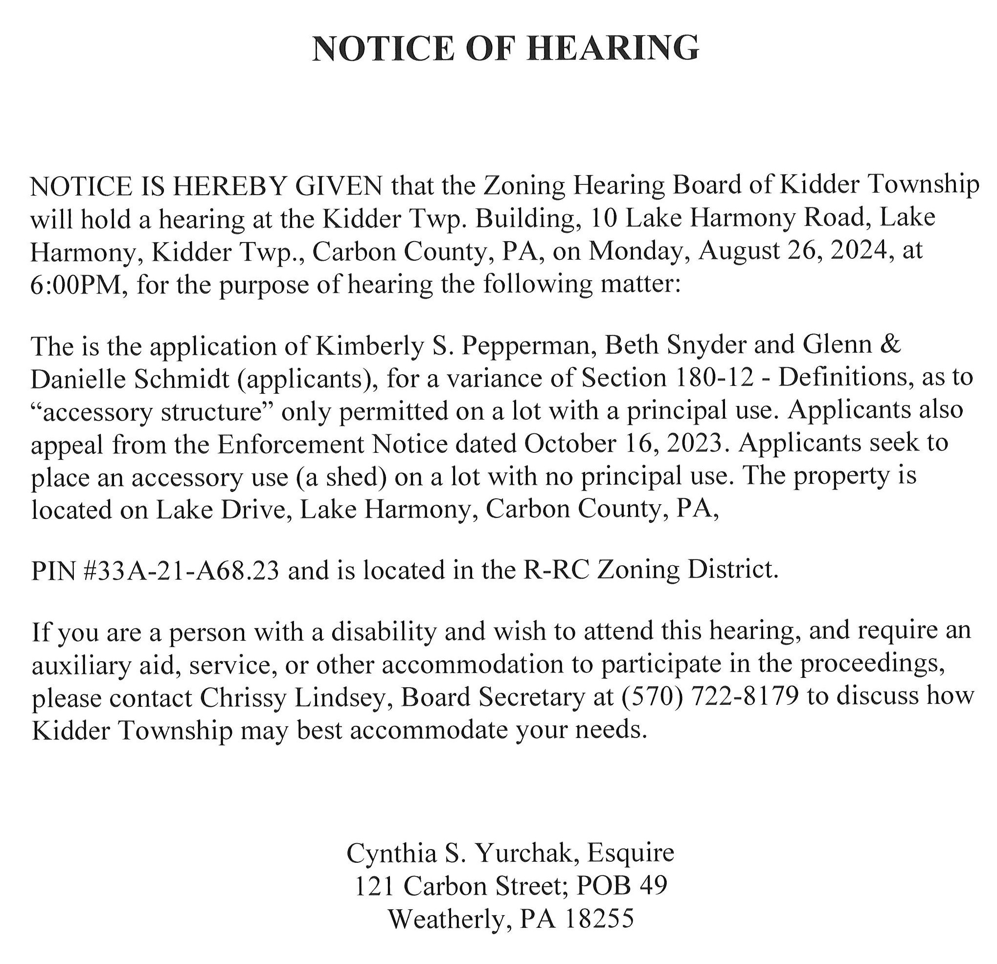 Zoning & Building – Kidder Township