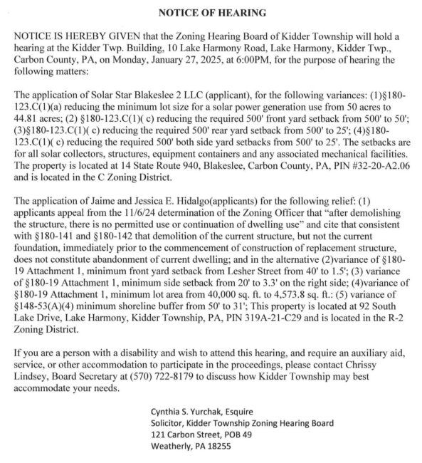 Zoning & Building – Kidder Township